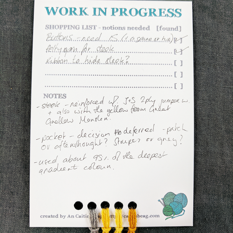 Work In Progress cards – An Caitín Beag